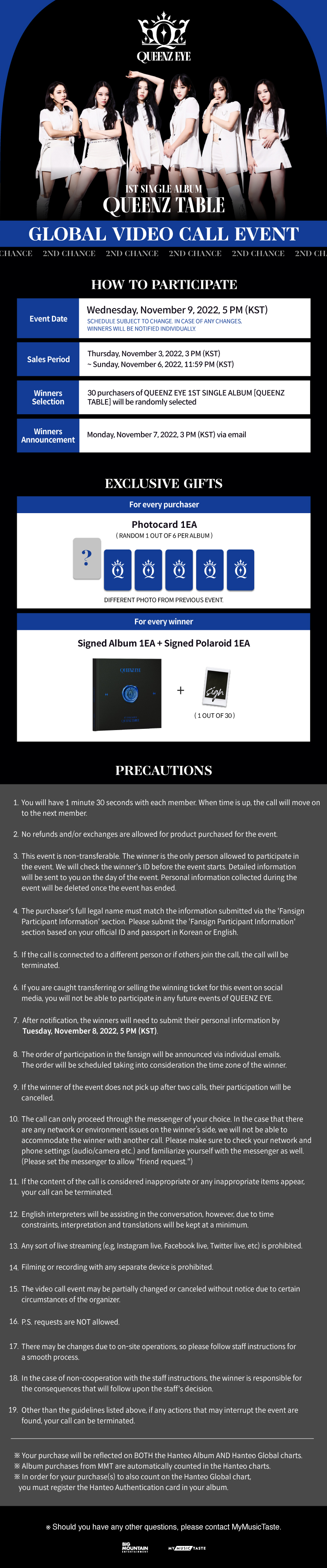 QUEENZ EYE 1st Single Album [QUEENZ TABLE] GLOBAL VIDEO CALL EVENT